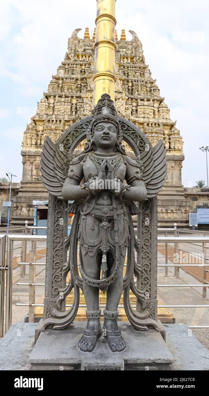 Garuda, the vehicle of the Hindu god Vishnu facing the Chennakesava ...