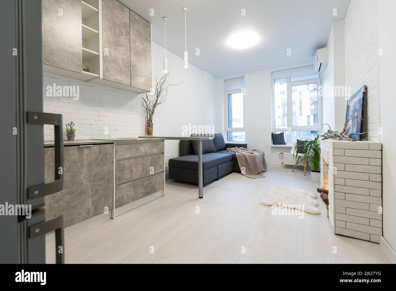 fashionable modern design studio apartment with a free layout in a ...