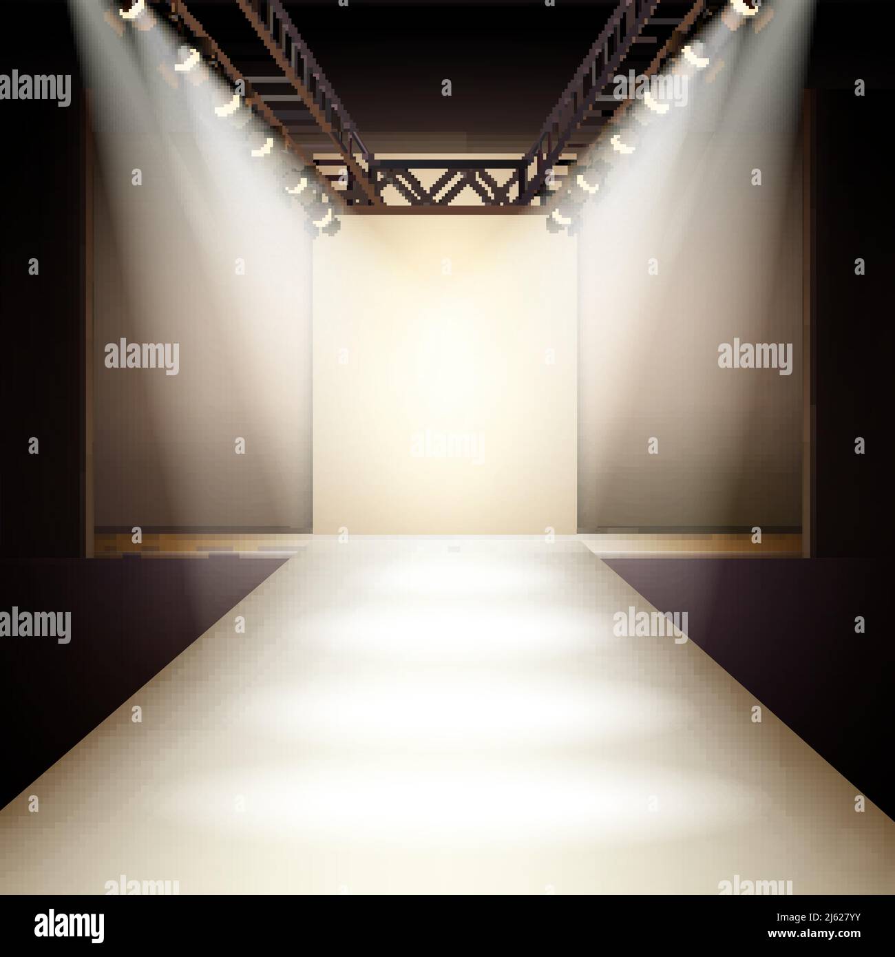 Empty fashion runway podium stage interior realistic background vector ...