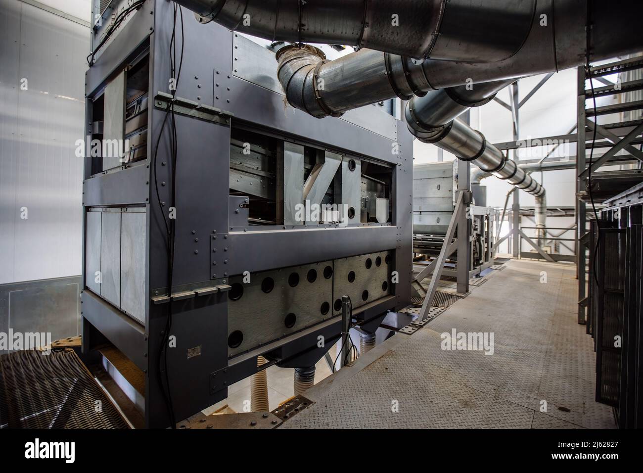 Modern grain cleaning and separation equipment in milling factory Stock ...