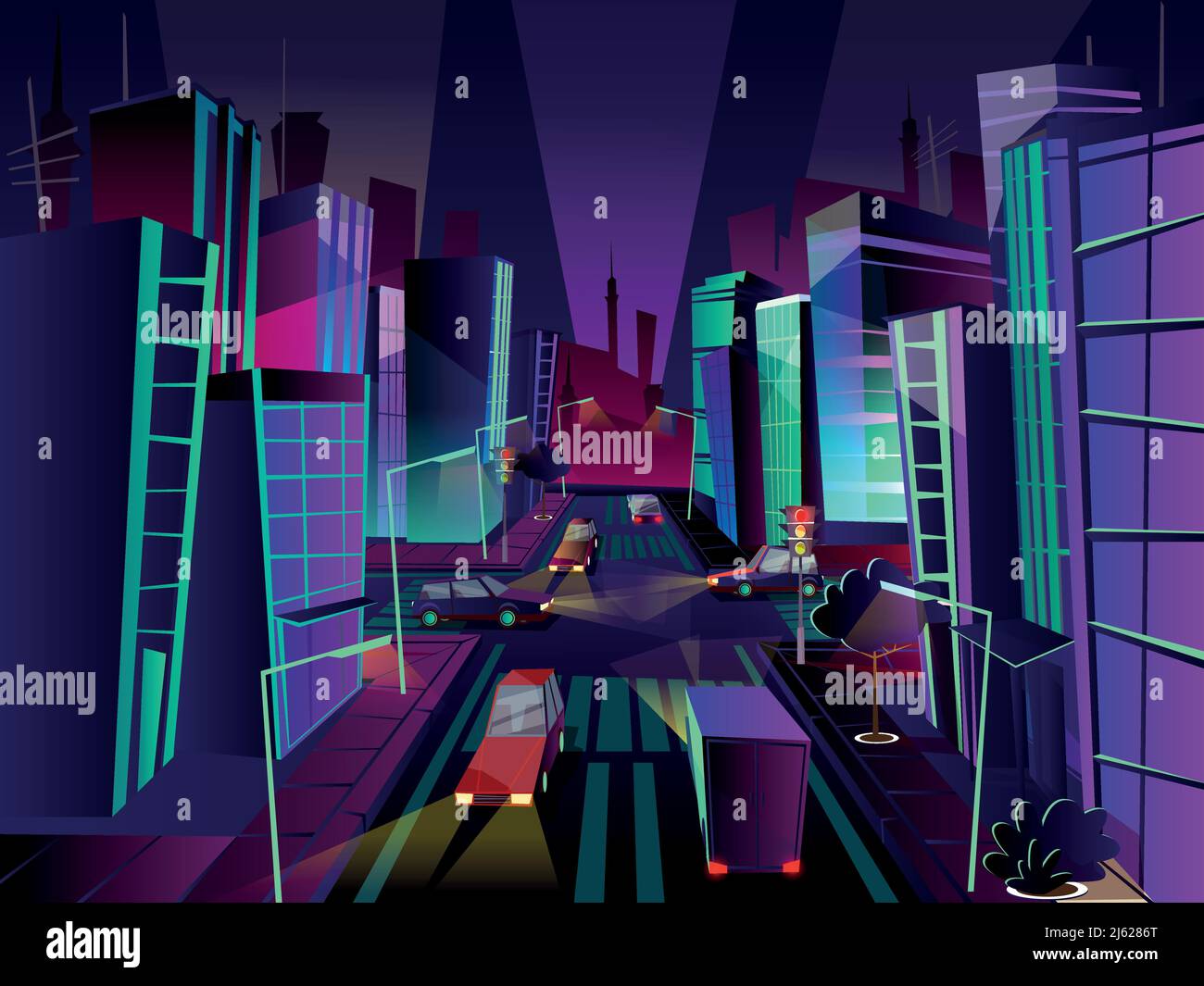 City sidewalk buildings night Stock Vector Images - Alamy