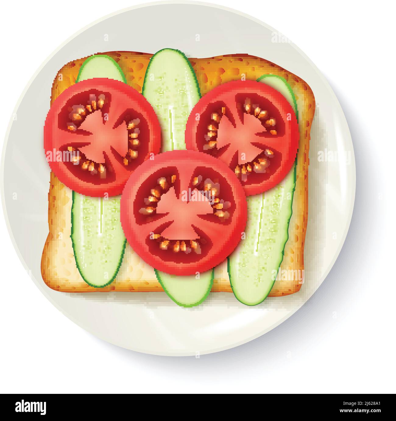 Healthy breakfast idea of wholegrain bread with fresh tomato and ...