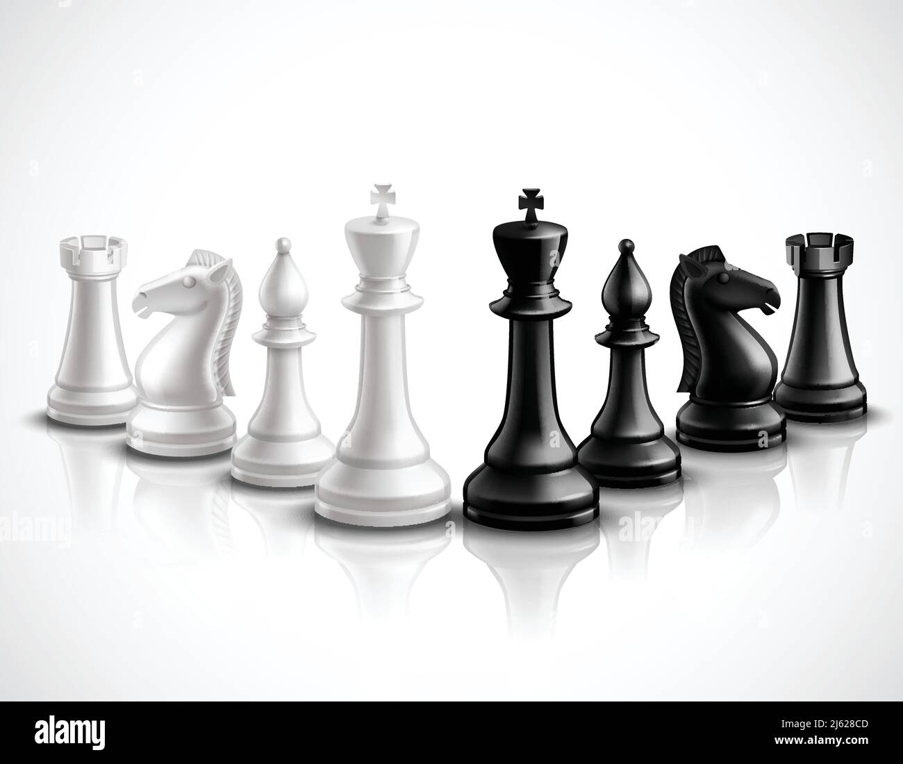 Realistic chess game pieces 3d icons set with reflection vector ...