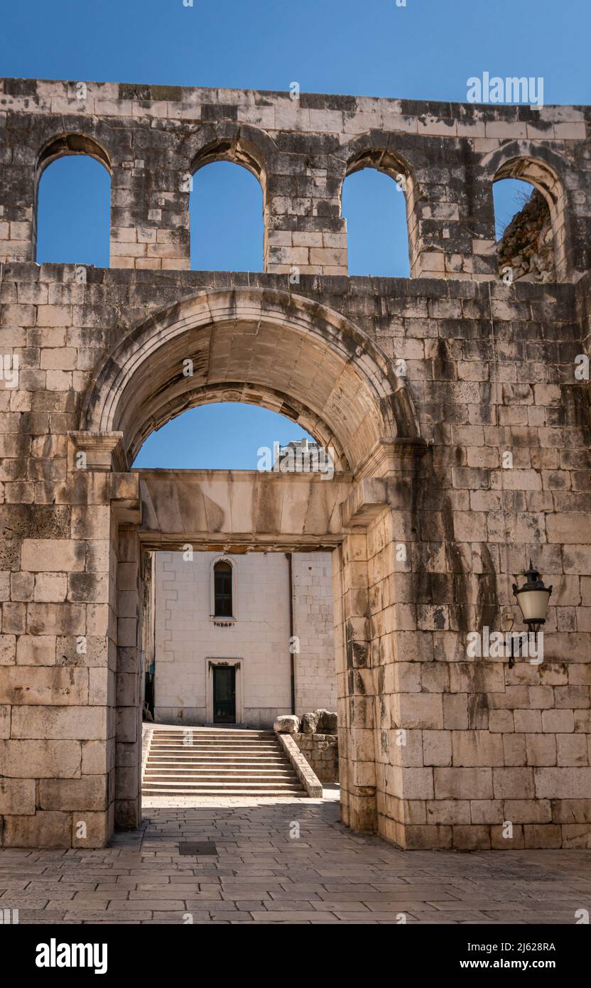 View of the Silver Gate of the Diocletian's Palace in Split, Croatia ...