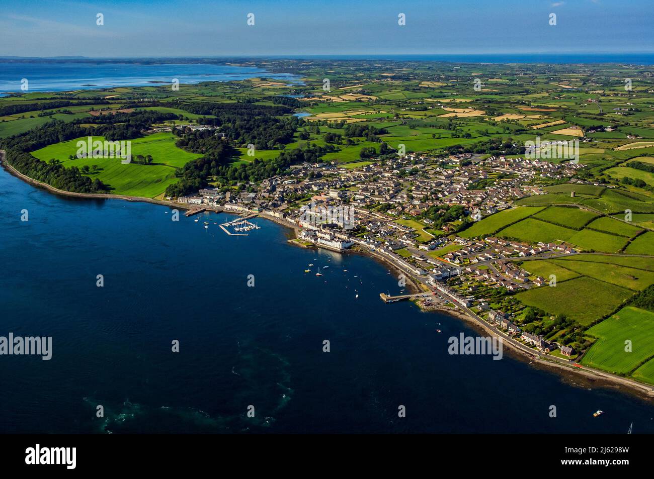 Aerial of Portaferry, Strangford Lough, County Down, Northern Ireland ...