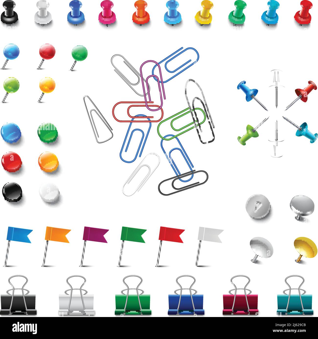 Realistic paper clips push pins hi-res stock photography and images - Alamy