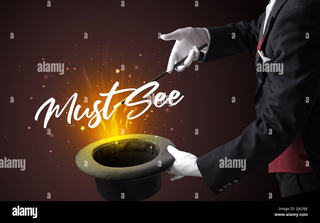 Old Magician is showing magic trick Stock Photo - Alamy