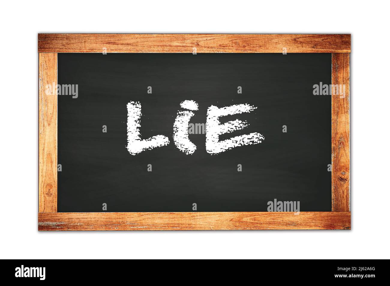 LIE text written on black wooden frame school blackboard Stock Photo ...