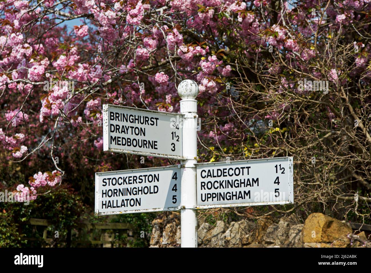 Road sign to local villages, in Great Easton, Leicestershire, England ...