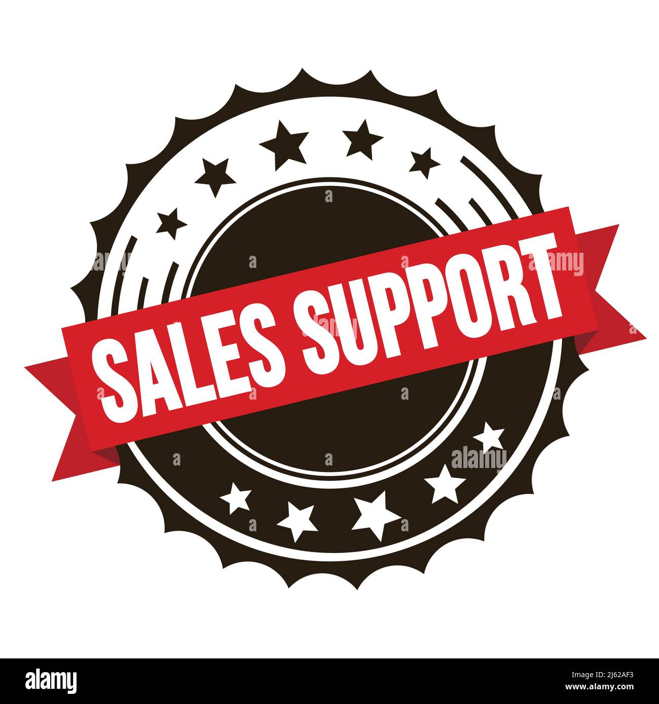 SALES SUPPORT text on red brown ribbon badge stamp Stock Photo - Alamy