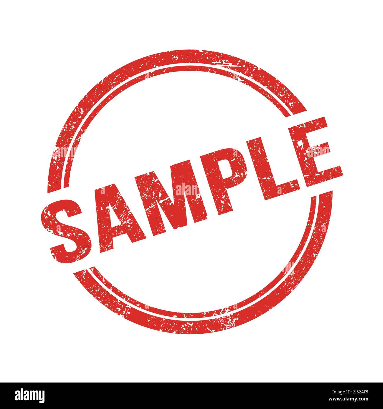 SAMPLE text written on red grungy vintage round stamp Stock Photo - Alamy