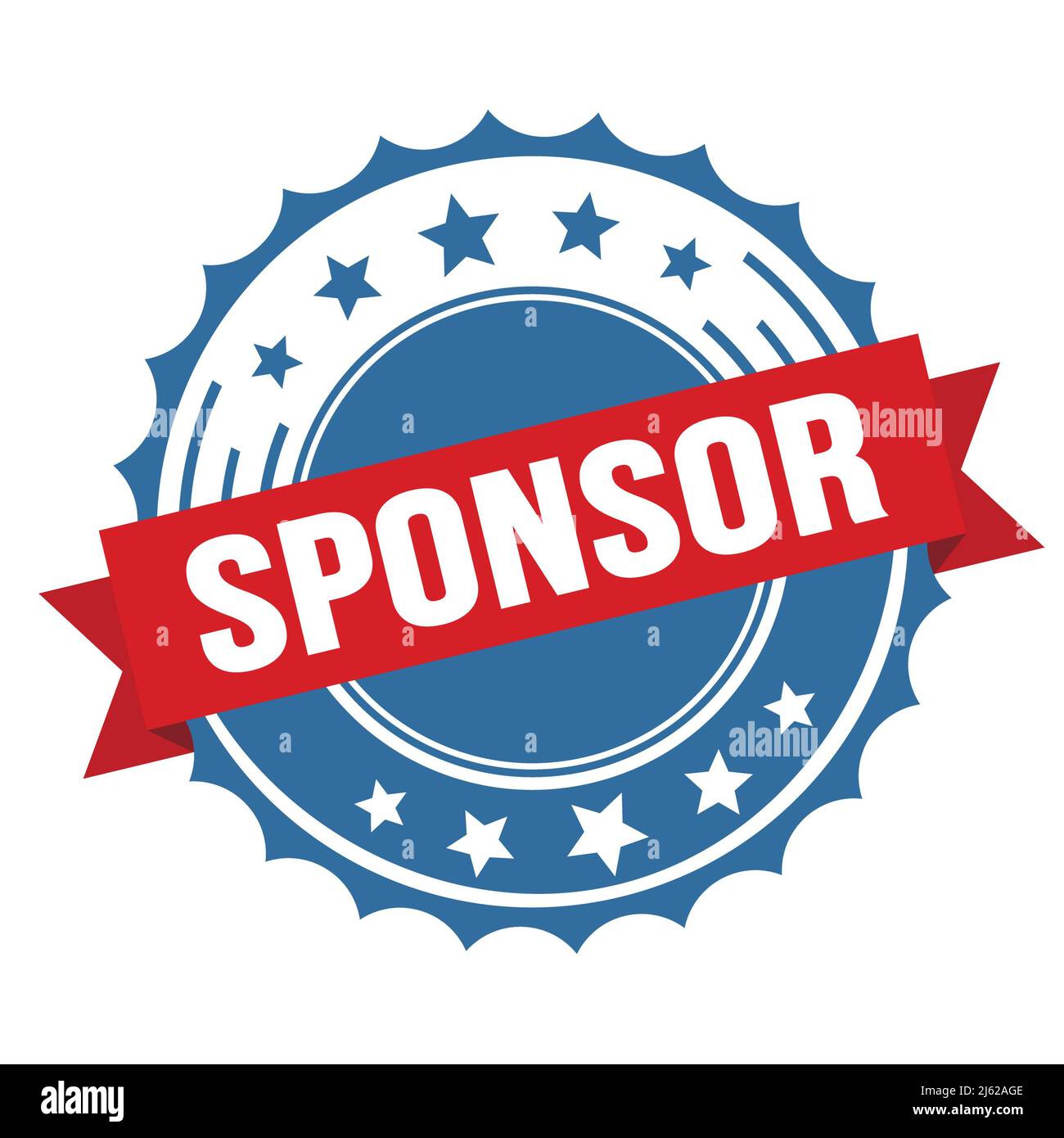 SPONSOR text on red blue ribbon badge stamp Stock Photo - Alamy