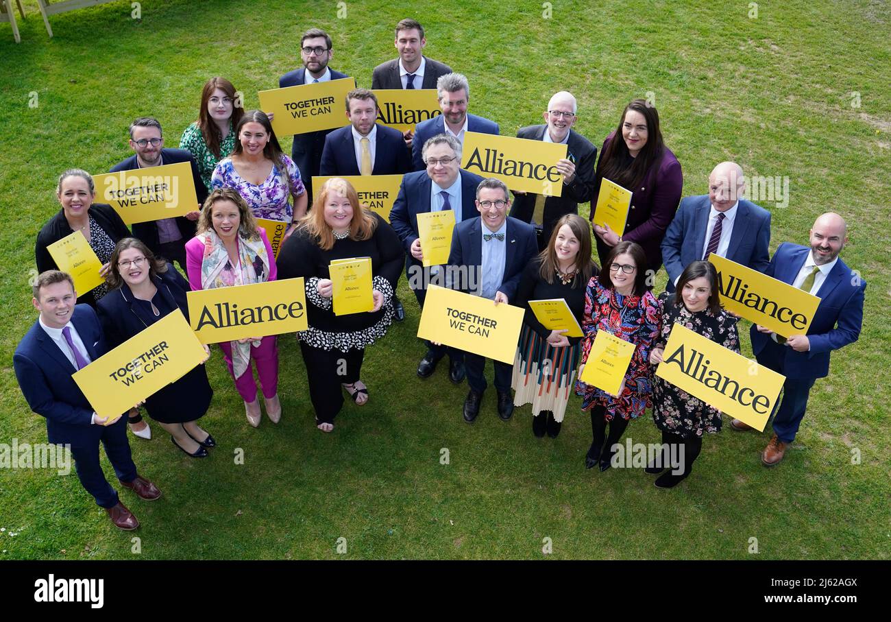Alliance Party leader Naomi Long with some of her party's candidates at ...