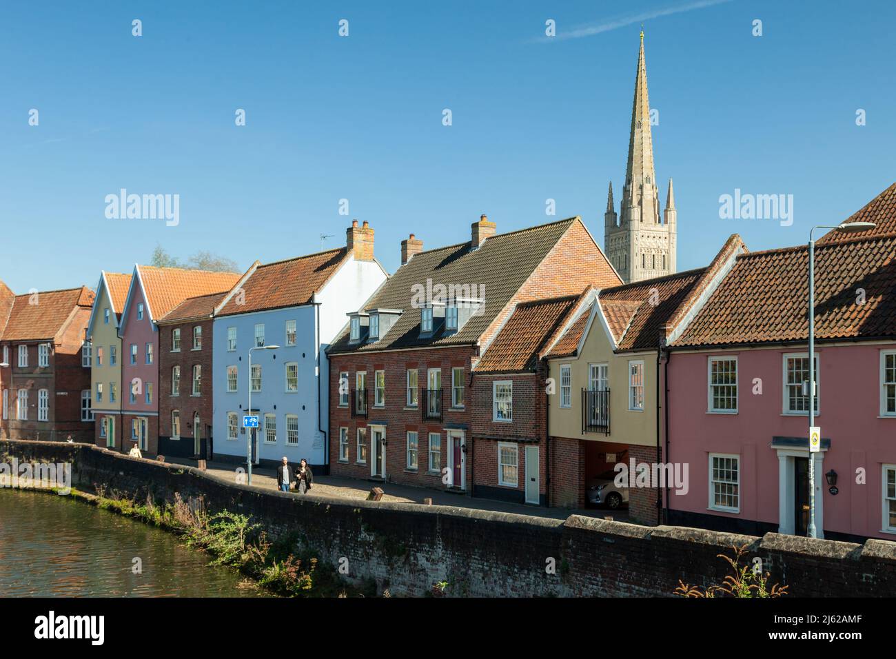 Spring afternoon on the riverside in Norwich, Norfolk, England Stock ...