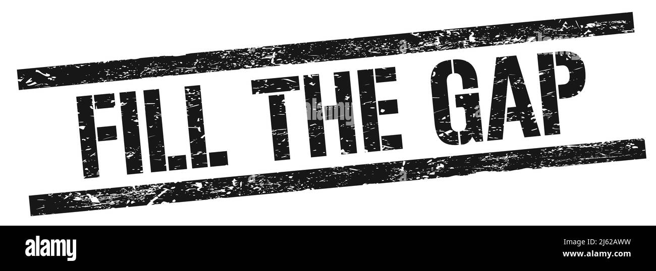 FILL THE GAP text on black grungy rectangle stamp sign Stock Photo - Alamy