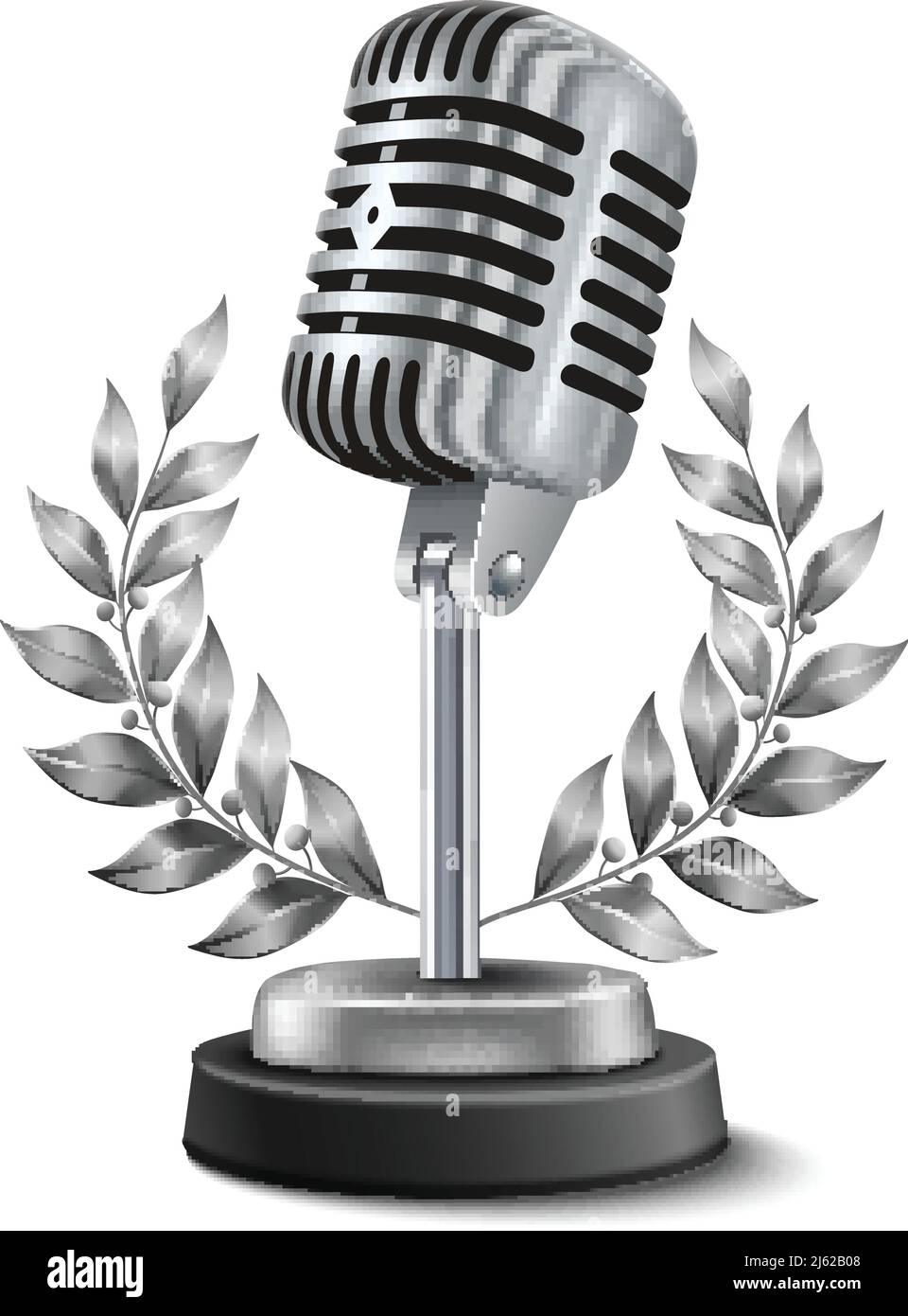 Golden retro microphone with laurel wreath realistic music competition ...
