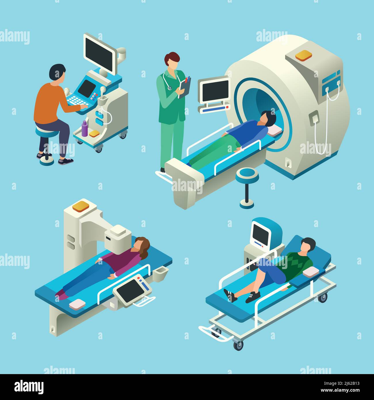 Mri Scanner Isometric Vector Cartoon Illustration Of Doctor And