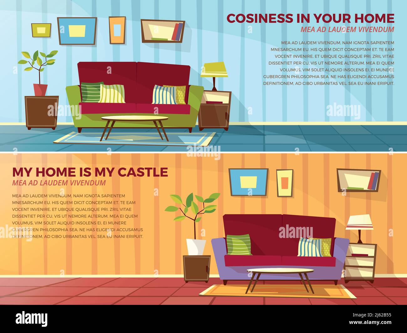Room interior vector illustration of old or modern apartments living ...