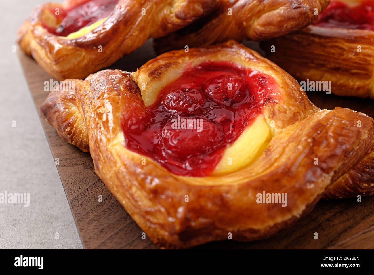 Sweet Bread Cherry Danish Pastry with Fruit Stock Photo - Alamy