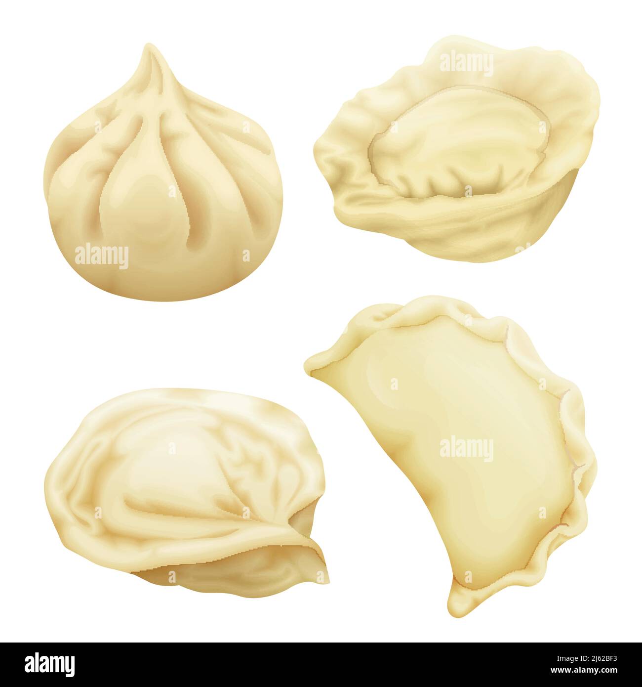 Vector realistic dumplings set. Vareniki pierogi ravioli khinkali ...