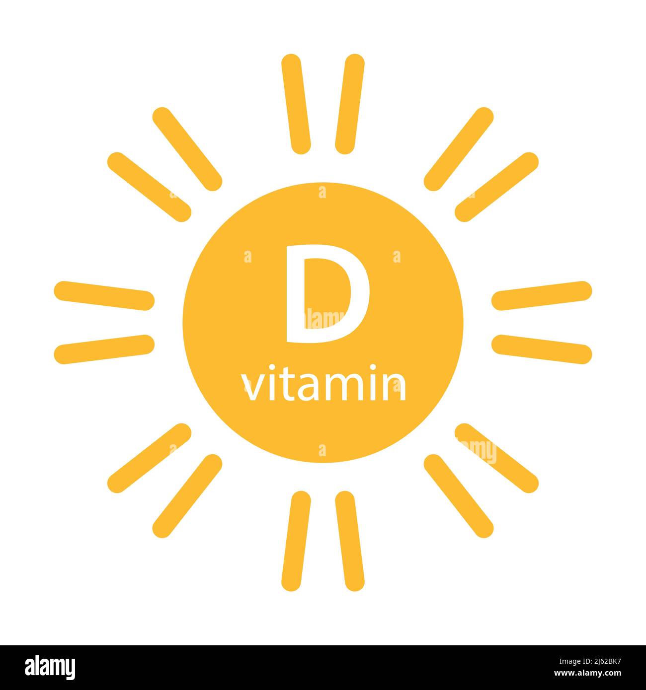 Vitamin D text with sun icon vector beauty, pharmacy, nutrition skin ...