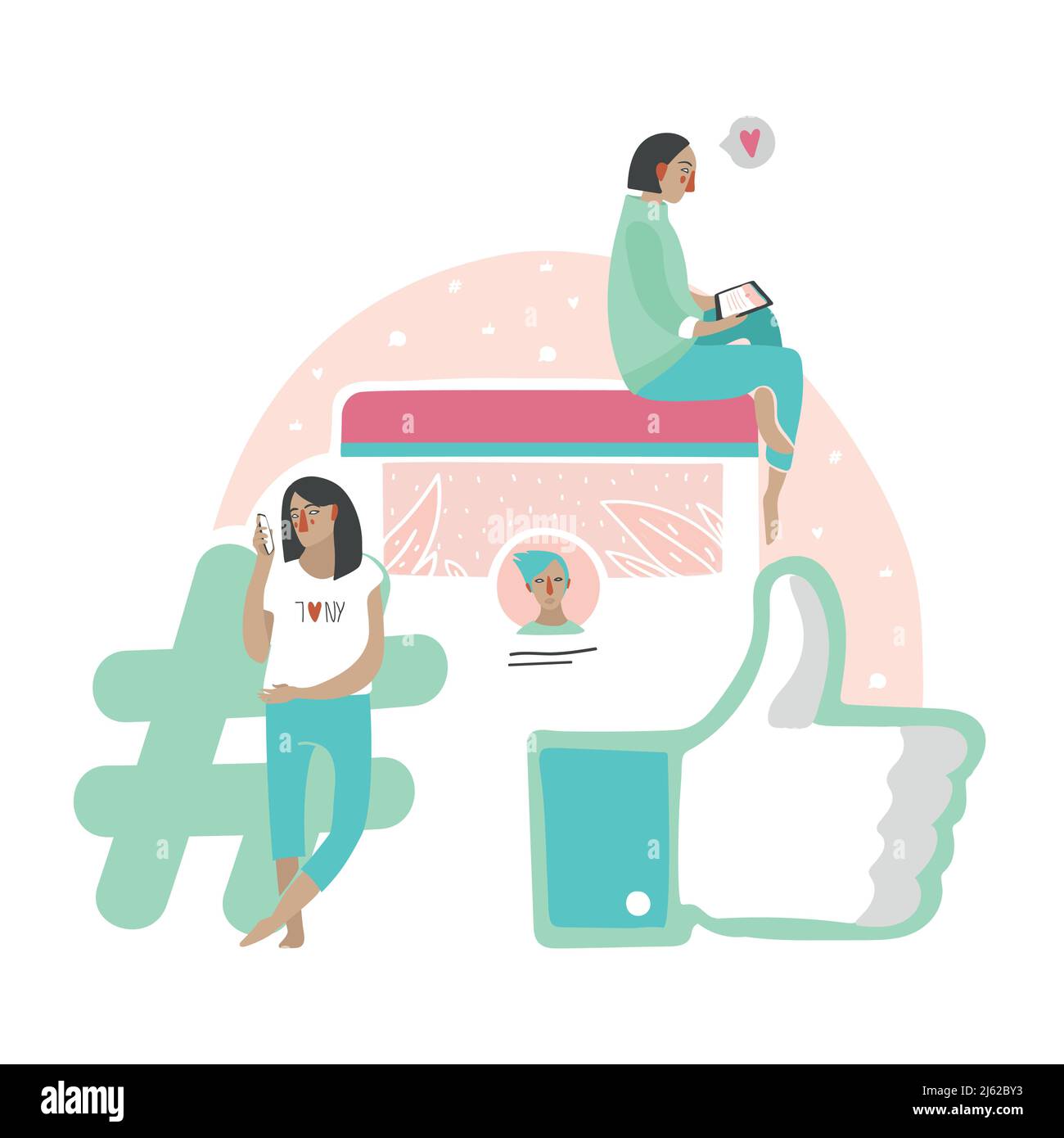 Social network communication vector illustration of people texting chat ...