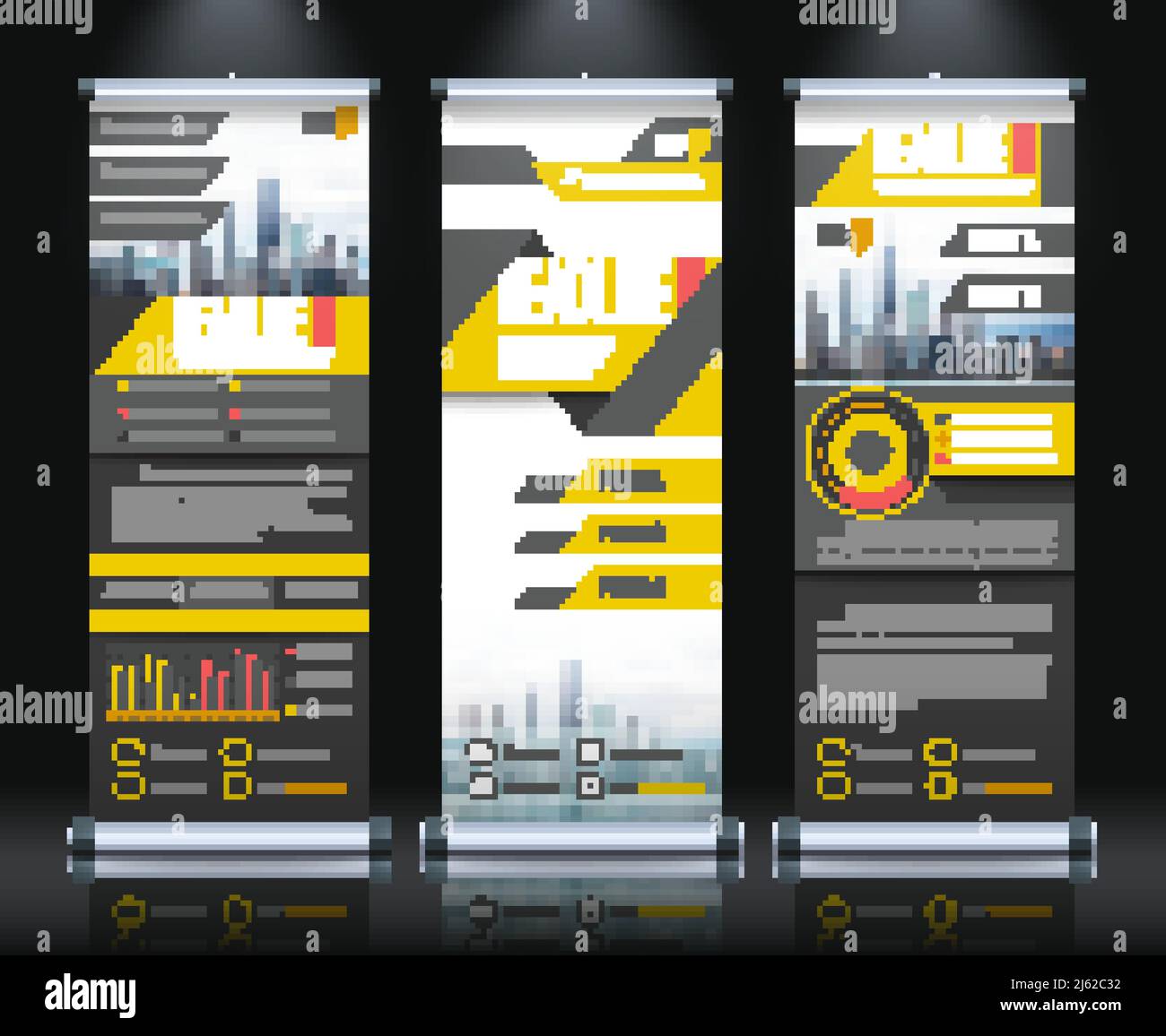 Report rollup vertical banners set realistic isolated vector ...