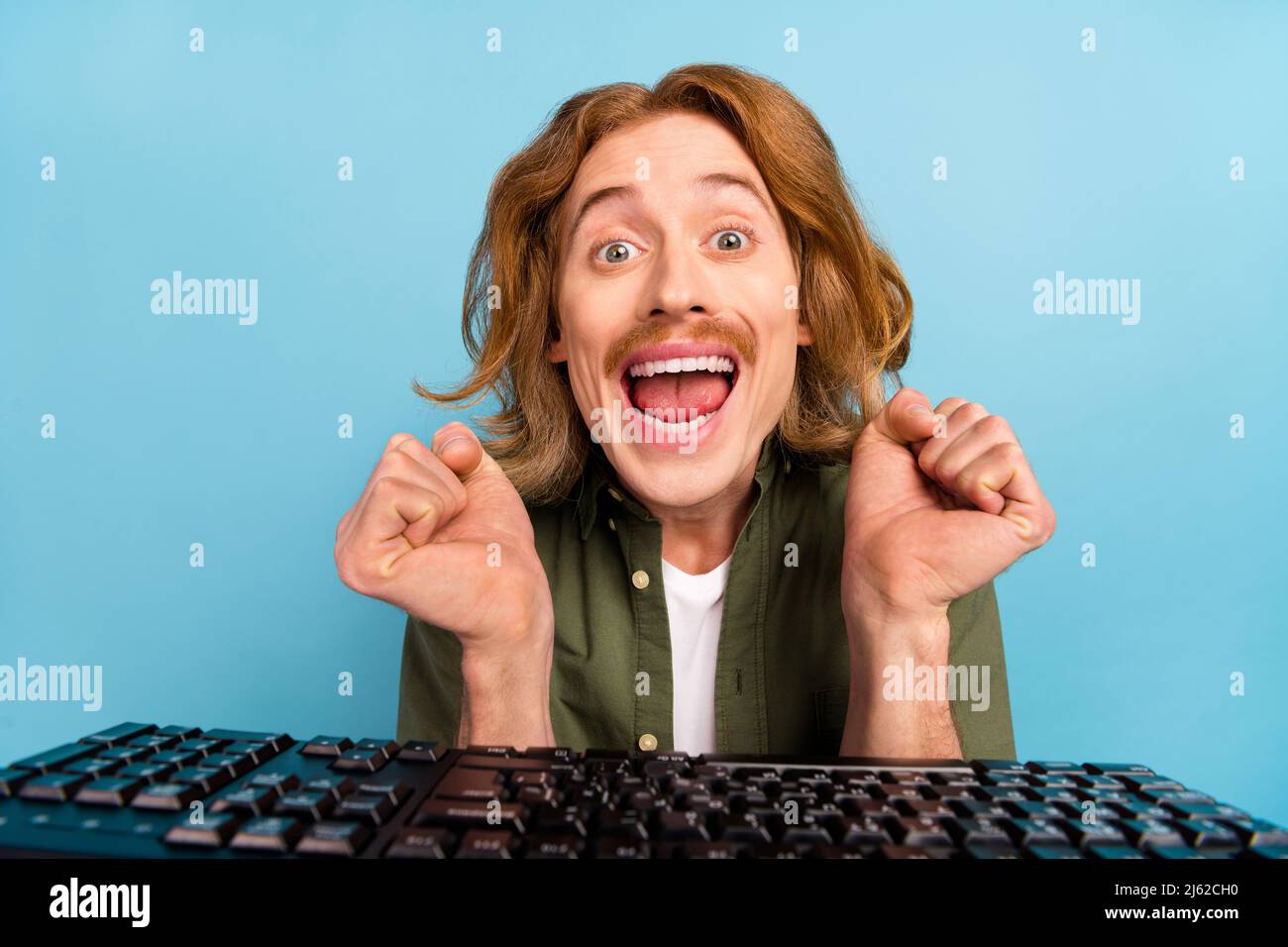 Funny crazy man using computer hi-res stock photography and images - Alamy