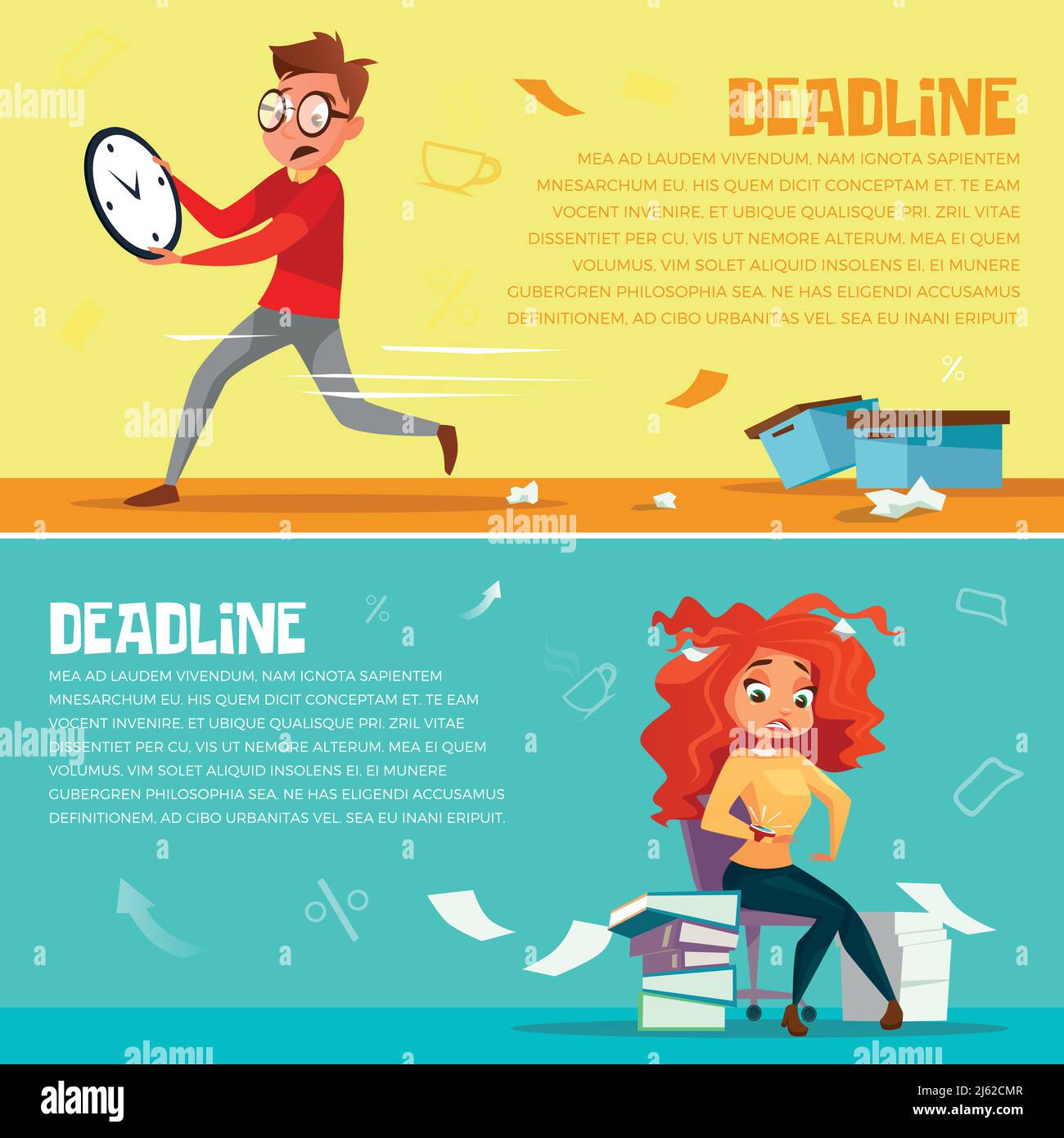 Office managers deadline vector illustration. Cartoon flat office ...
