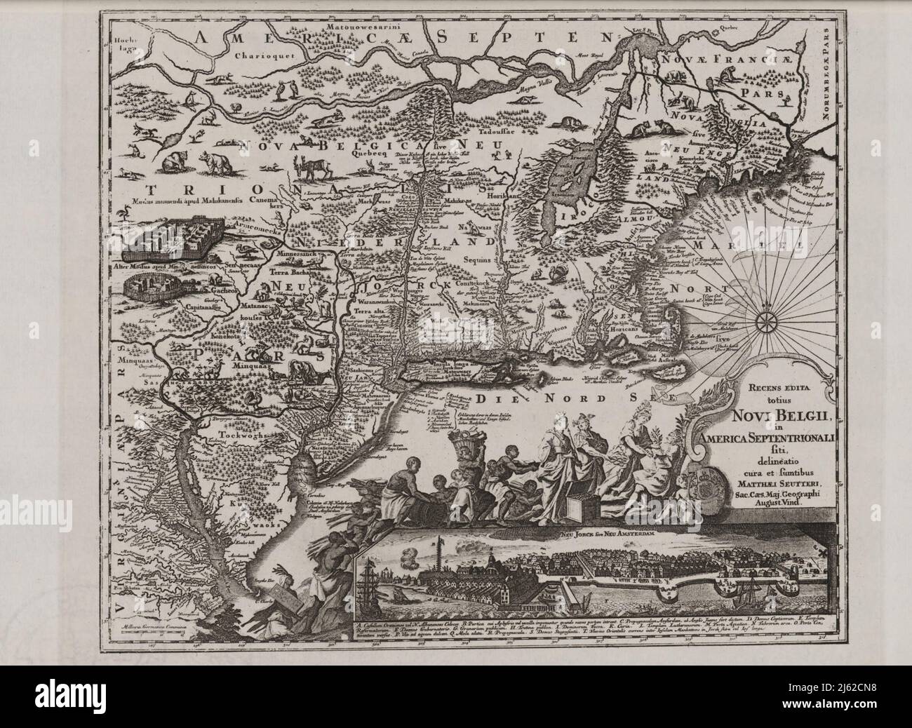 17th america colonization map hi-res stock photography and images - Alamy