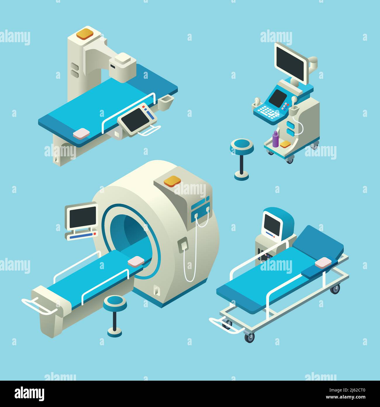 Vector isometric medical diagnostic equipment set. 3d illustration ...