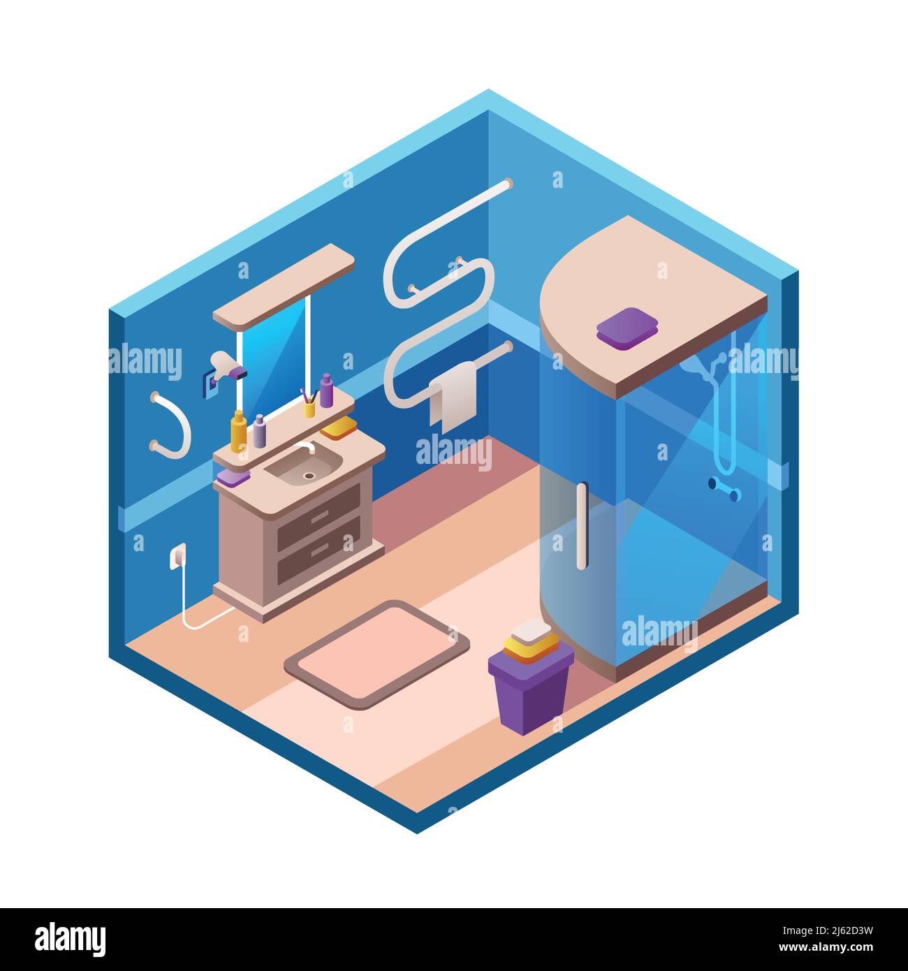 Apartment toilet bathtub glass Stock Vector Images - Alamy