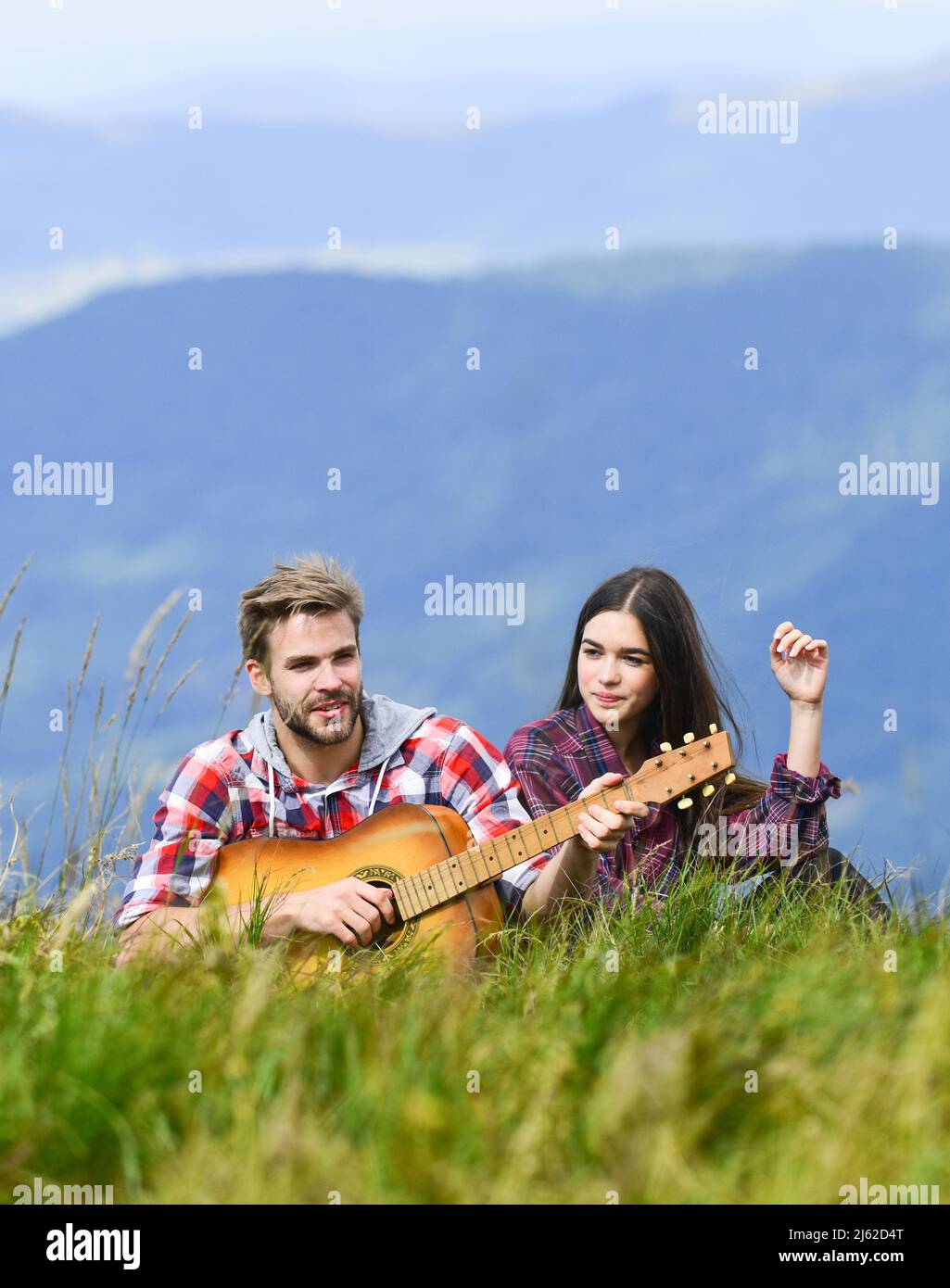 Romantic couple on summer vacation. Idyllic place for romantic date ...
