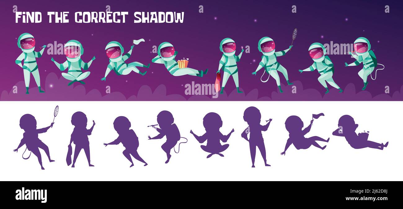 Vector find the correct shadow education children game. Correct ...