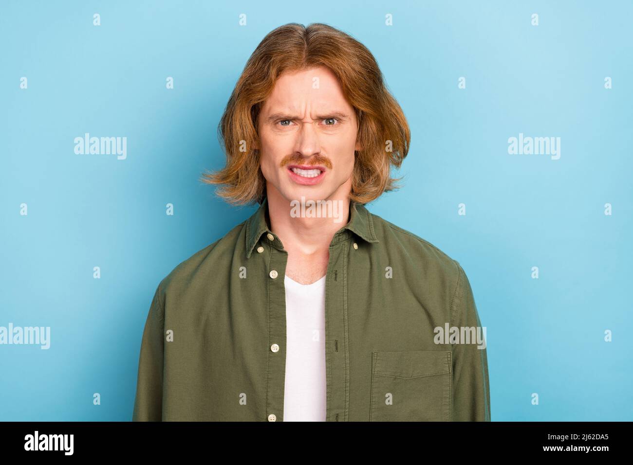 Angry mad man long hair hi-res stock photography and images - Alamy