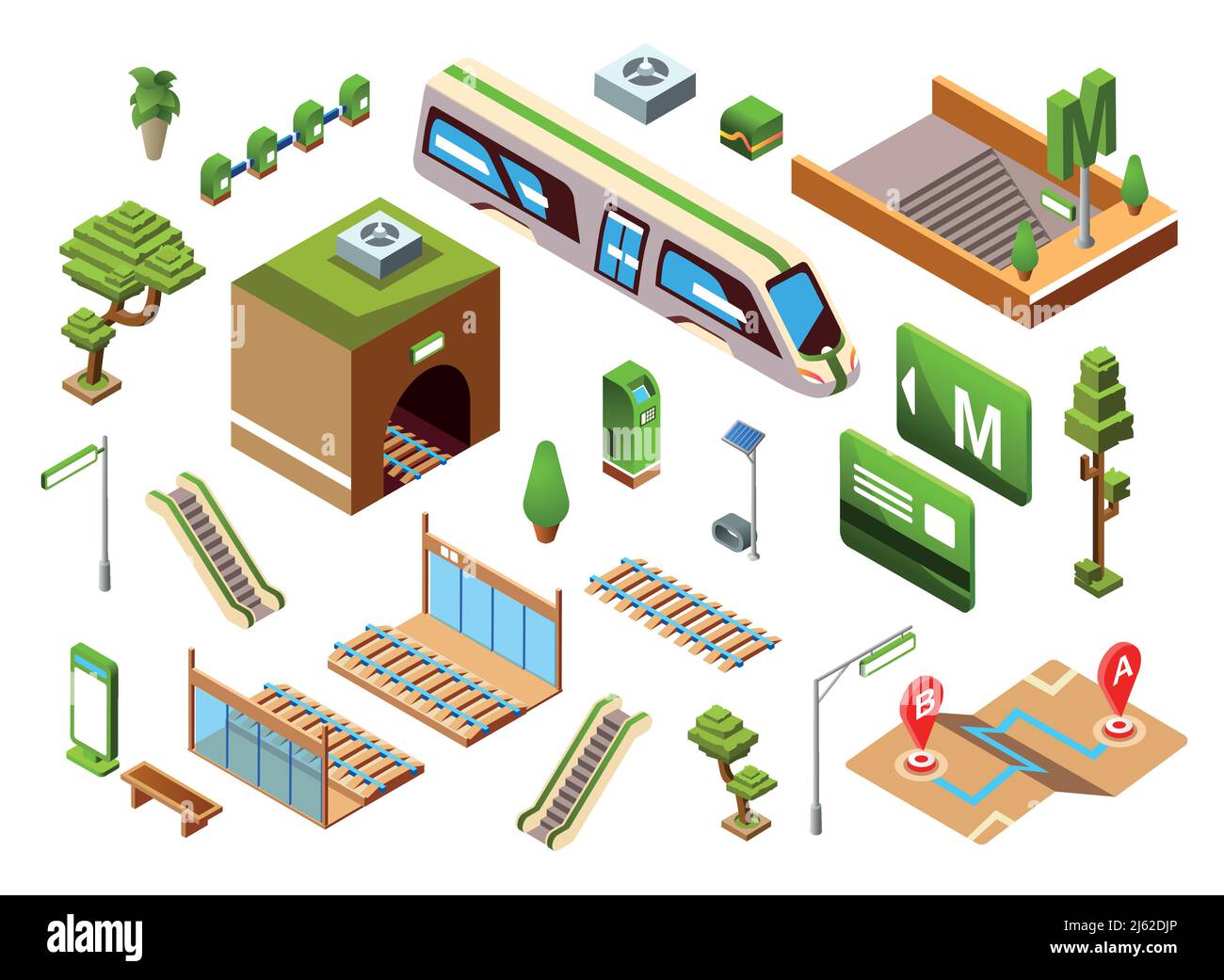 Metro Train Station Vector Illustration Of Isometric Underground Or