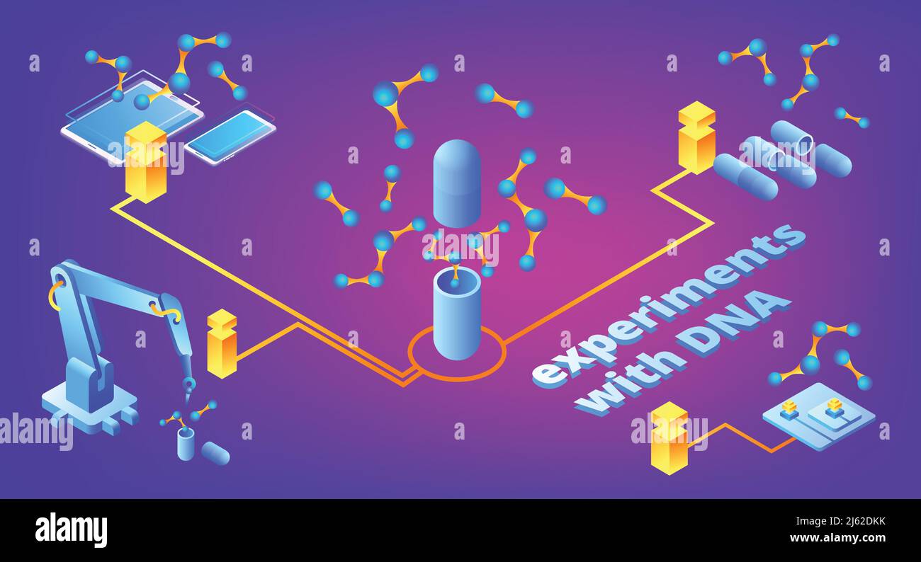 DNA experiments vector illustration of technology for medicine genetic ...