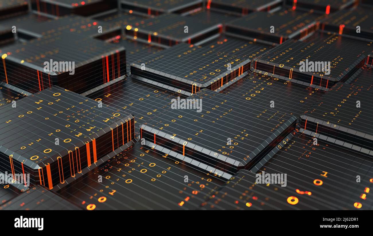 Network Blockchain Binary Code Blocks Of Information Encoding And Protection Big Data