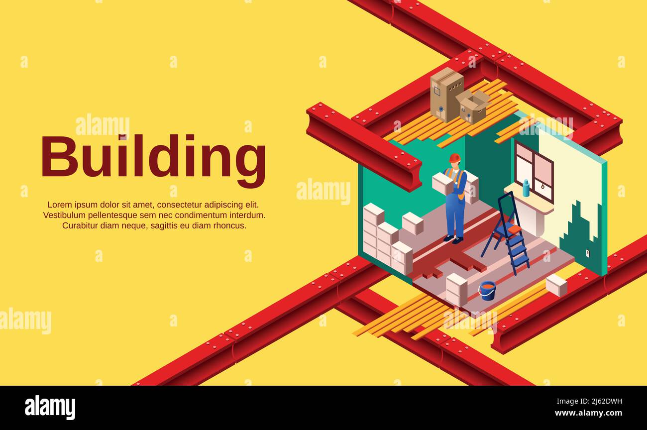 Building vector illustration of room construction technology and ...