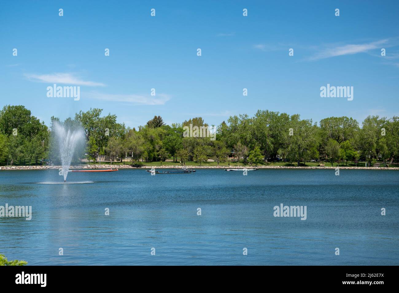 Henderson Lake is a man made lake in Lethbridge, Alberta, Canada Stock ...