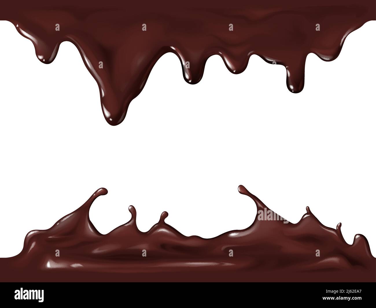 Chocolate seamless vector illustration of realistic 3D splash and flow ...