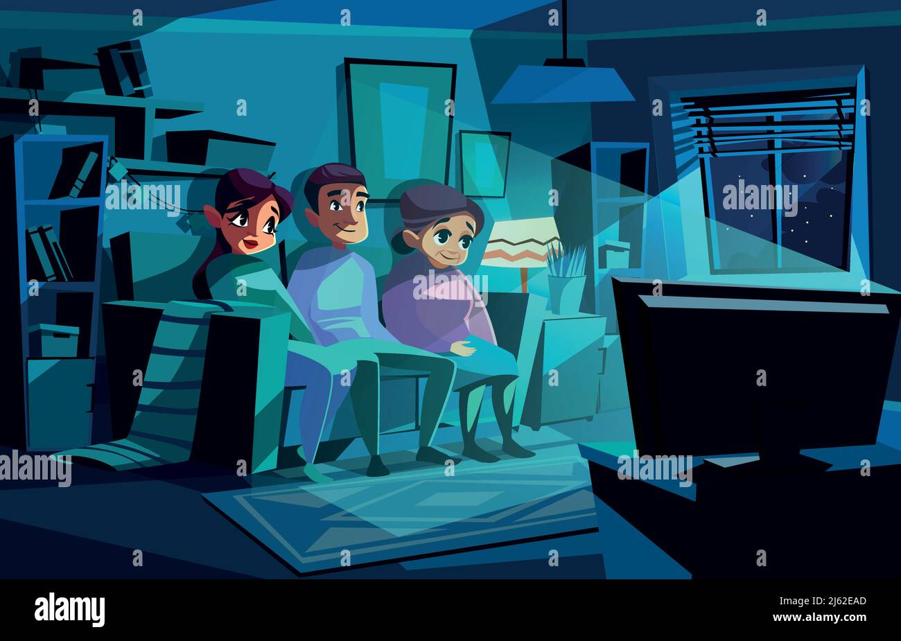 Family home tv young Stock Vector Images - Alamy