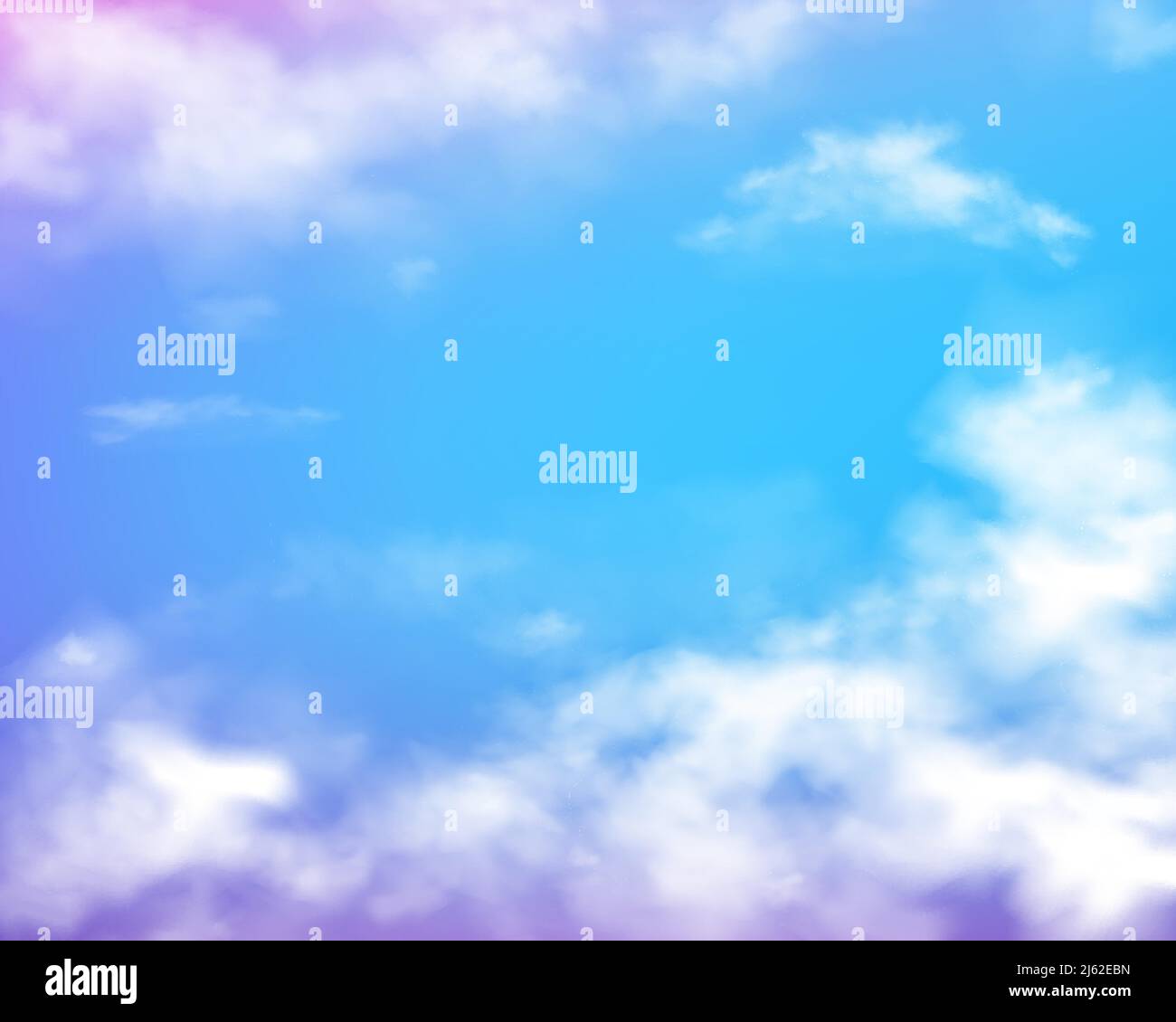 Clouds in sky vector illustration of realistic blue cloudy daylight ...