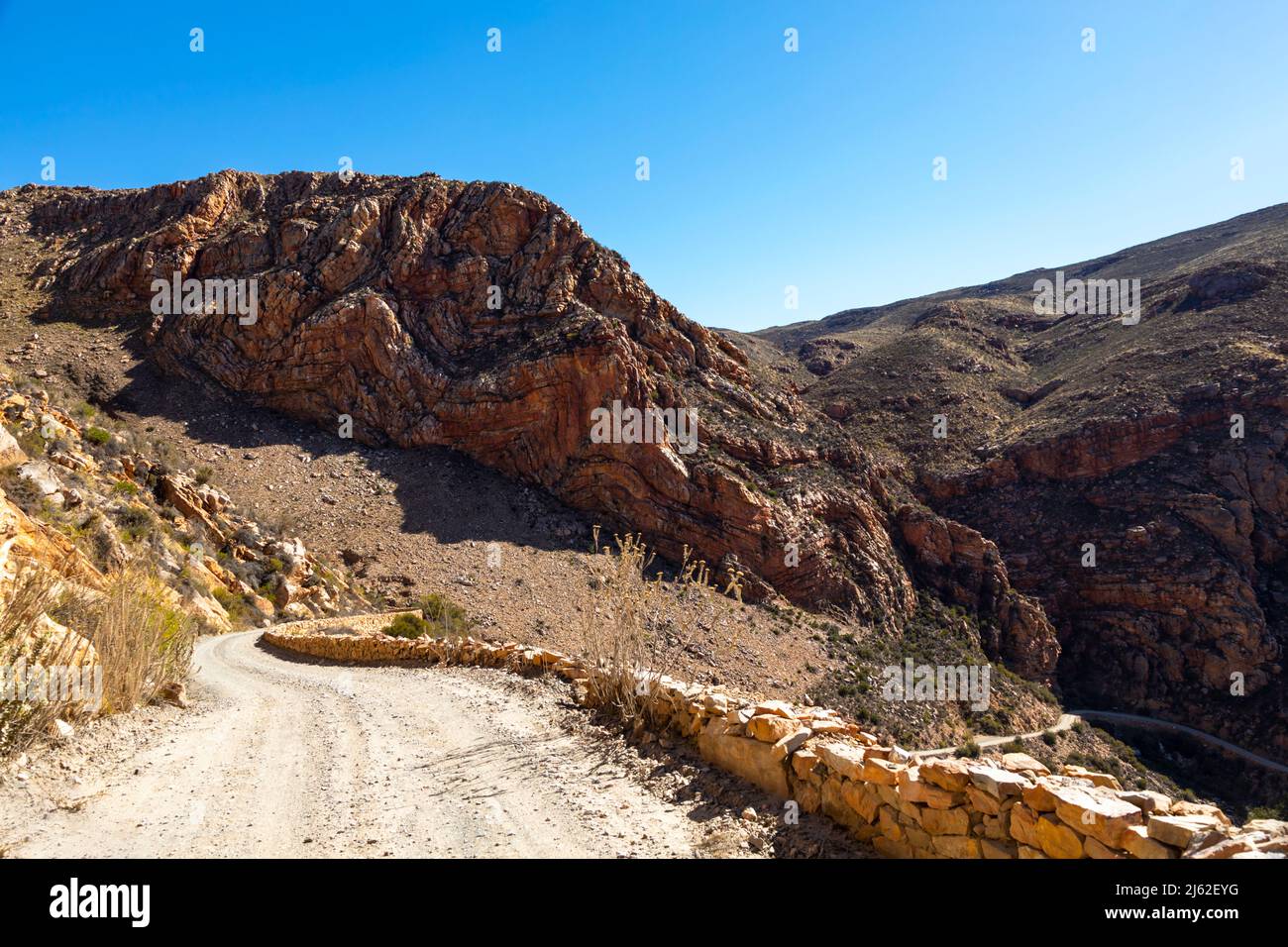 Swartberg Pass with deformed rock formation South Africa Stock Photo ...