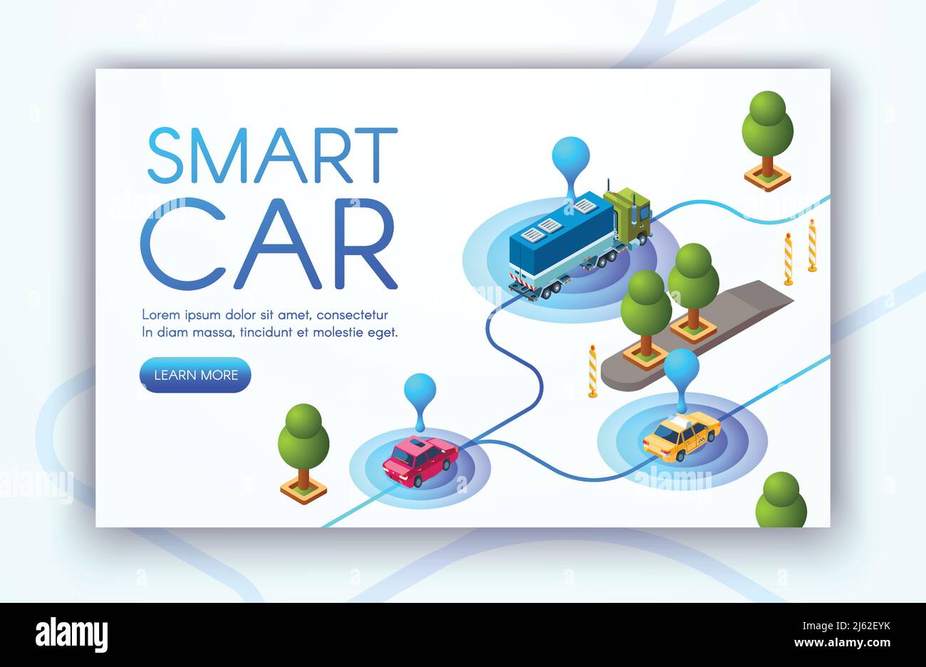 Smart car technology vector illustration of vehicle location tracking ...