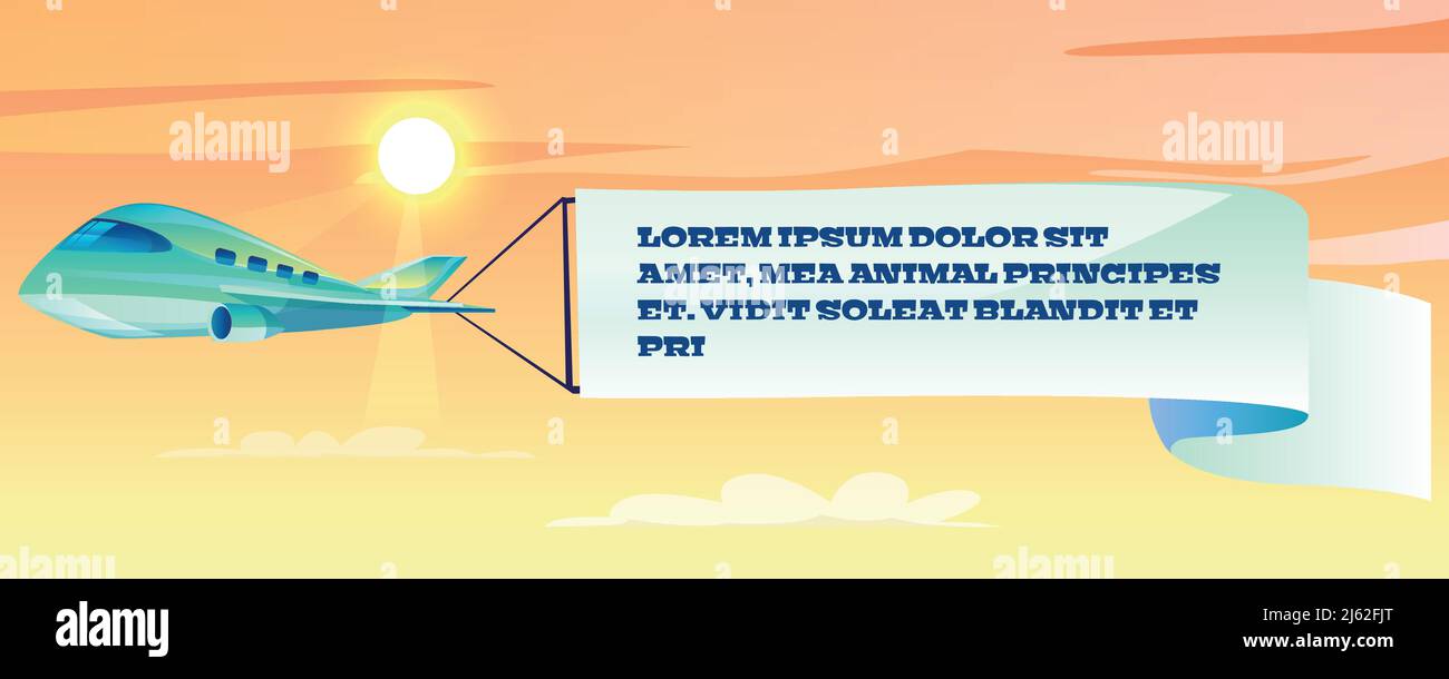 Advertising banner on airplane vector illustration. Cartoon template of ...