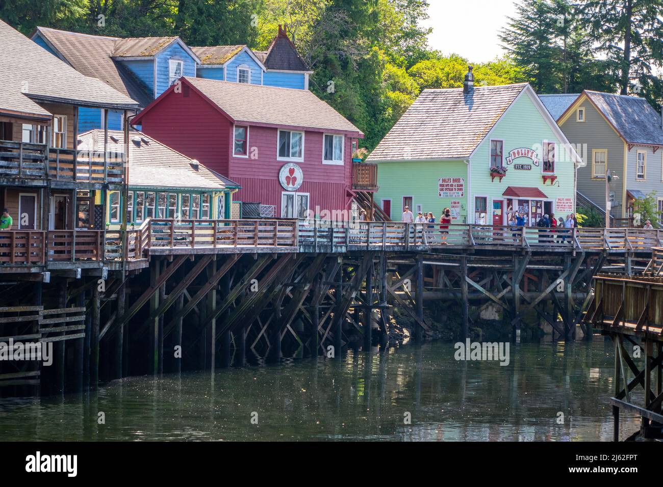 Shops And Boardwalk On Creek Street In Ketchikan Alaska Stock Photo - Alamy