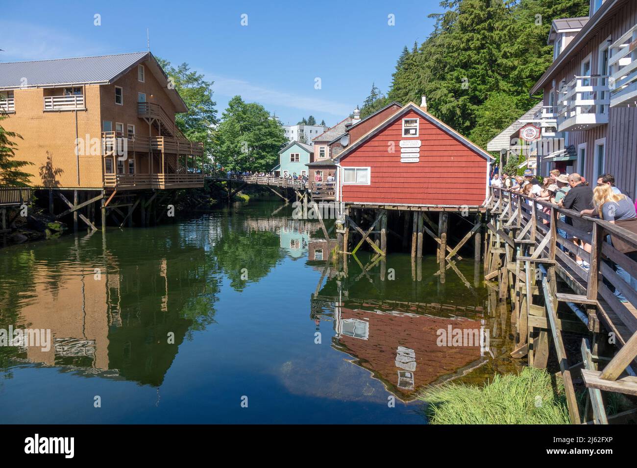 Tourist Shops And Boardwalk Built On Stilts Creek Street Ketchikan ...
