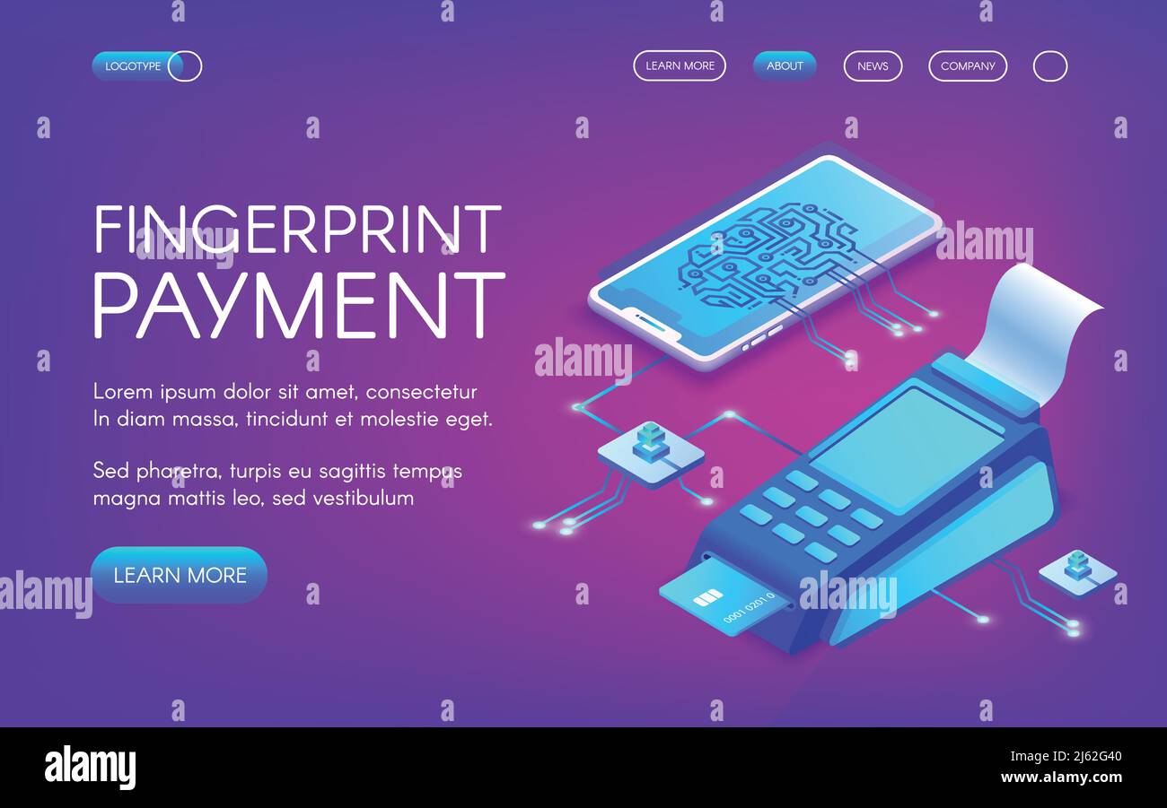 Fingerprint payment vector illustration of secure payment technology ...