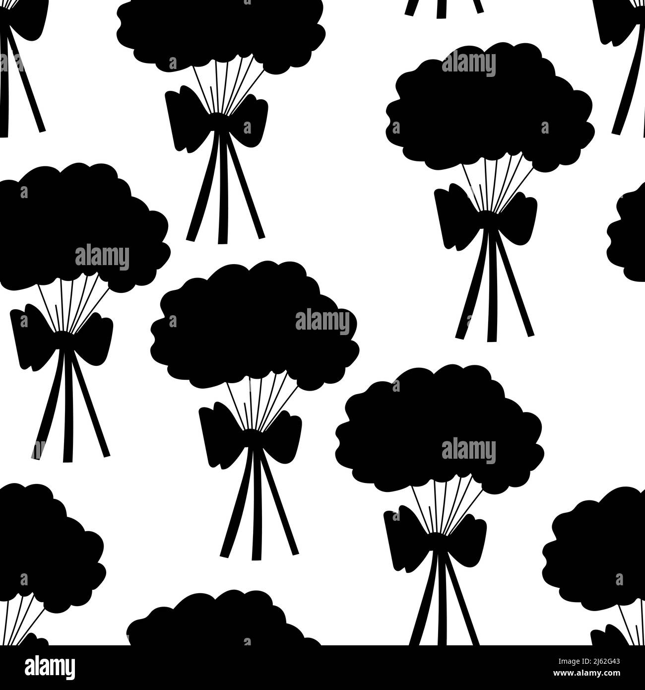 Seamless floral pattern based on traditional folk art ornaments. Black ...